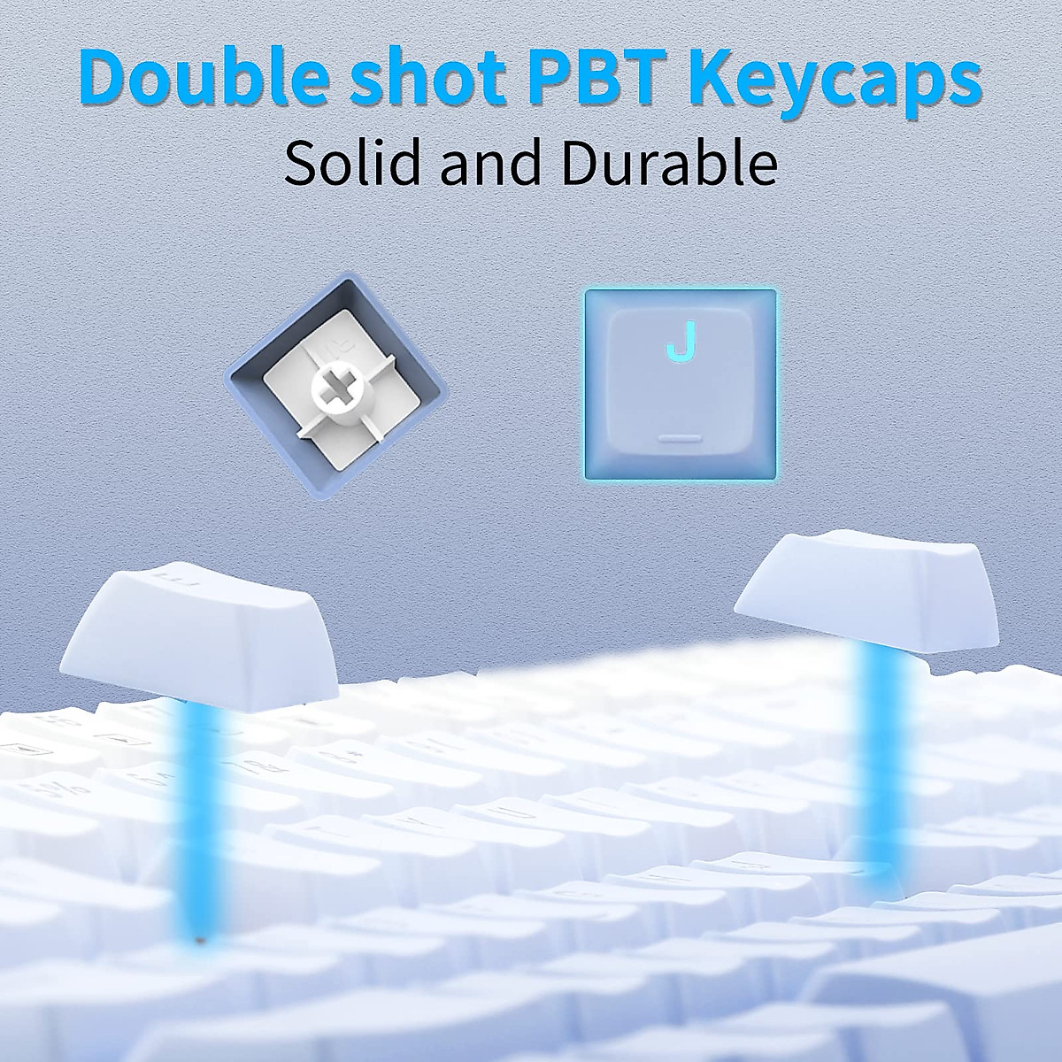 HUO JI E-YOOSO Mechanical Gaming Keyboard with Gradient Blue PBT Keycaps Blue Switches LED Backlit Wired 87 Key Tenkeyness for Windows PC