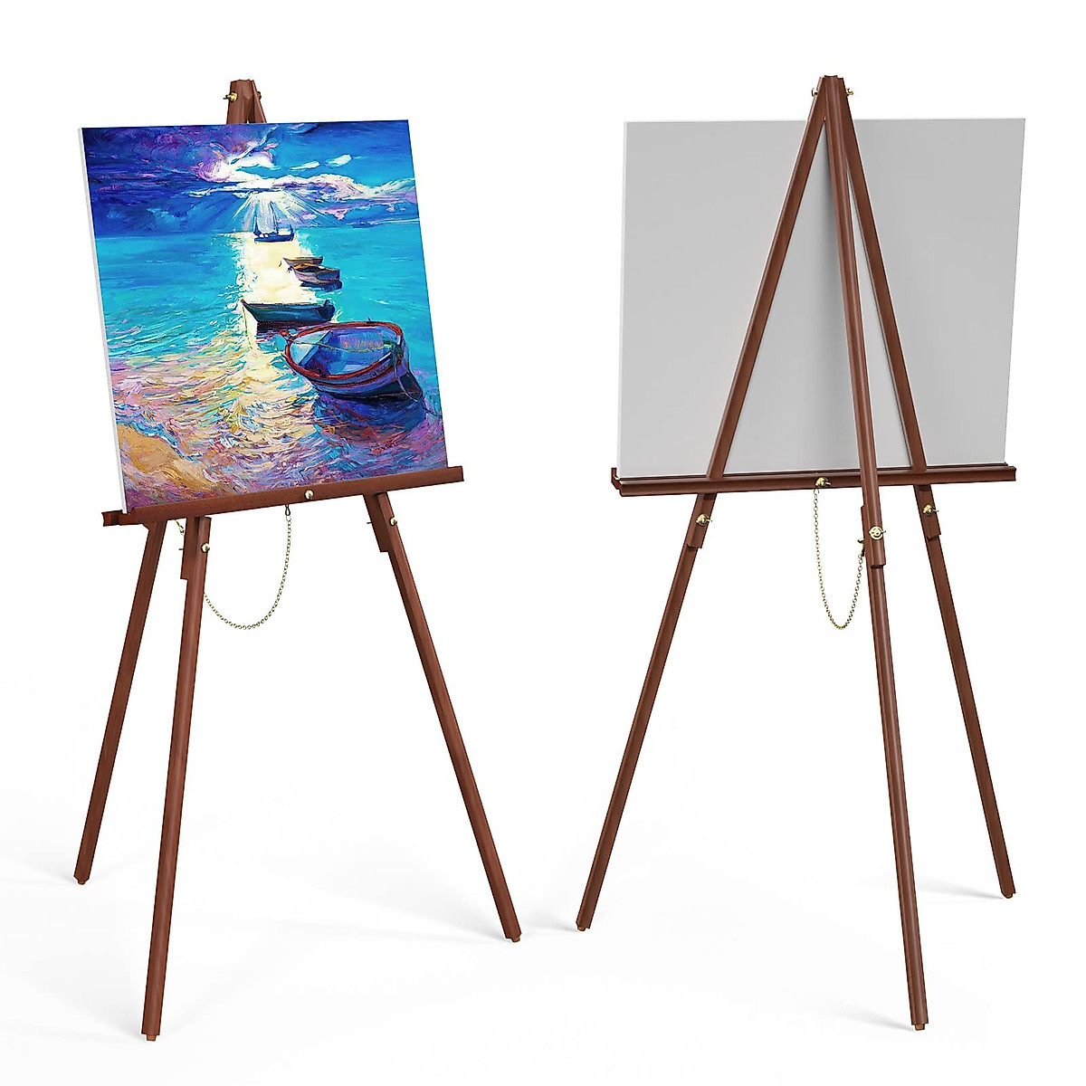 abitcha Art Easel Wooden Stand - 63" Tripod Display Artist Wood Easel - Adjustable Floor Stand for Wedding Welcome Sign, Painting, Drawing Board, Display Show - Brown
