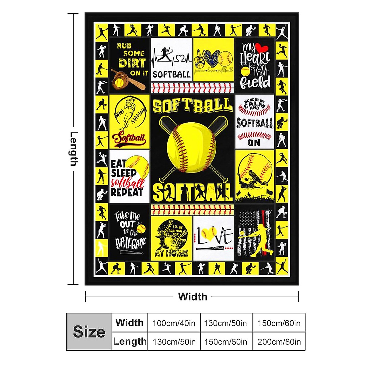 Softball Blanket Soft Flannel Blankets and Throws Outdoor Ball for Bedding Boys Girls Adults Gifts 50"X40"