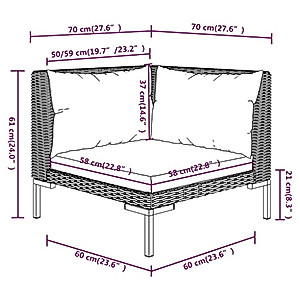 QZZCED 10 Piece Patio Lounge Set with Cushions,Outdoor Couch,Patio Bar Set,Modern Outdoor Furniture,Dining Bench with Back,Bistro Set,for Patio Deck Garden,Backyard & Lawn,Poly Rattan Dark Gray
