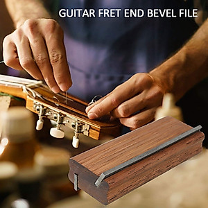 TAOZUA Guitar Fret Beveling File for Fret End Dressing, Hard Merbau Made Guitar Fret Crowning End Bevel File 35/90 Degree Luthier File Too