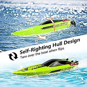 Cheerwing 22" Large RC Racing Boats, Brushless Remote Control Boat 40 Km/h with LED Lights High Speed for Adults and Kids