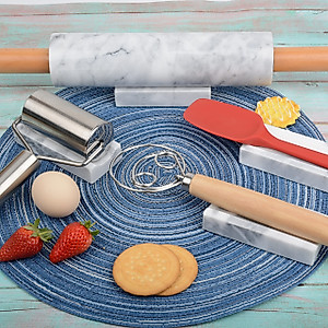 Marble Rolling Pin Holder,Rolling Pin Display Rack,Suitable for Storing Rolling Pin,Pizza Roller,Spoon,Knive,Fork and Other Kitchen Utensils,Set of 2(White Grey)