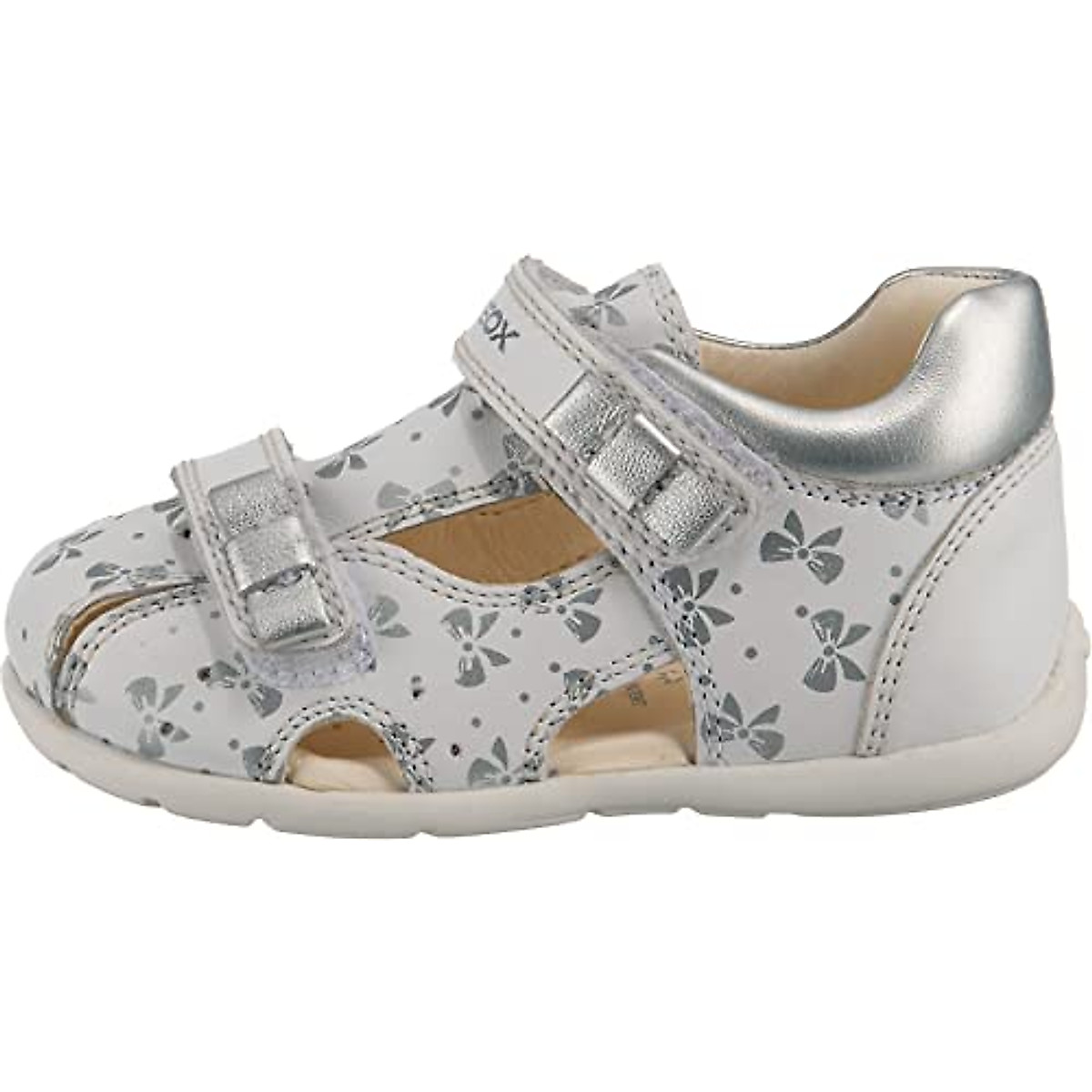 Geox Baby Girls Low-Top Trainers First Steps, White Silver, 3 Infant