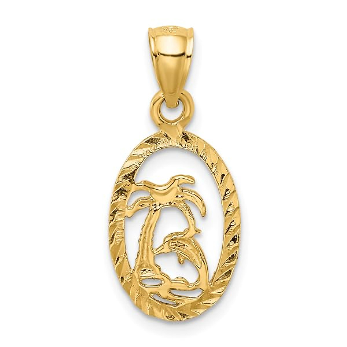 IceCarats 14K Yellow Gold Sea Dolphin Ocean Fish Beach Nautical Palm Tree Necklace Summer Pendant Tropical Charm Only