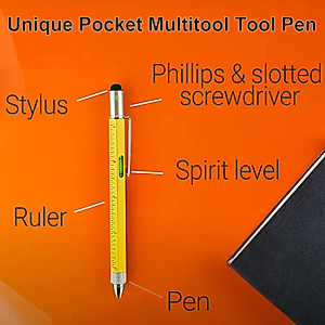 Men Gifts Multi Tool Pen - 2PC Unique Gadgets Set for Dad Birthday Stocking Stuffers Fathers Day, Unique Pocket Multitool with Light, Gift Idea Tools with Flashlight Ruler