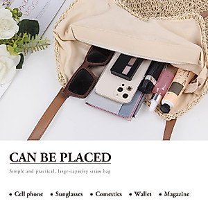 Oweisong Women Straw Beach Bag Large Summer Purse Woven Straw Handbags Tote Shoulder Bag for Vacation Travel