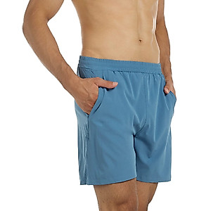 GRAMVAL Running Shorts 6" Quick Dry Gym Athletic Workout Shorts for Men with Pockets Steel Blue