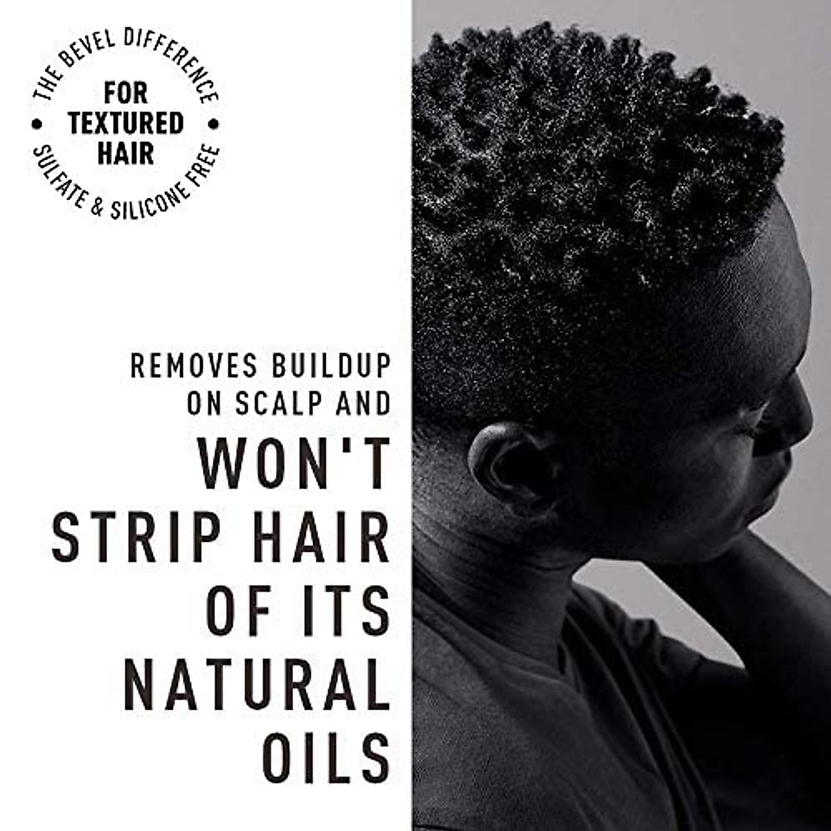 Bevel Shampoo for Men - Sulfate Free Shampoo for Textured Hair with Coconut Oil and Shea Butter, Detangles Course, Curly Hair, 12 Oz