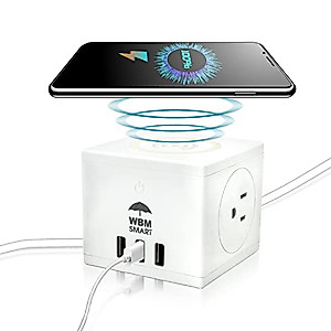 WBM Smart USB Power Strip with Wireless Charger,PG-02A-1