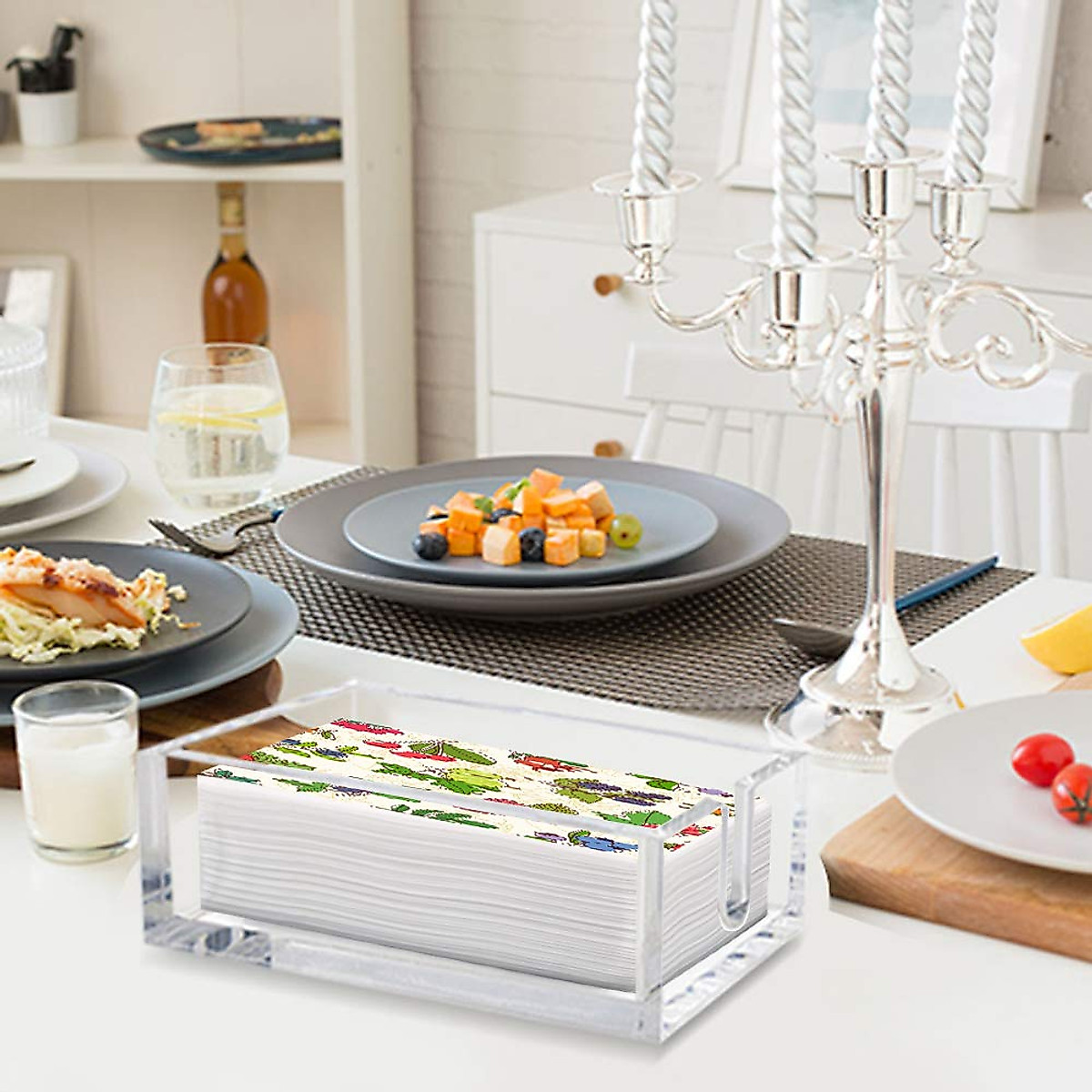 Phineoly Acrylic Guest Towel Napkin Holder, 0.37Inch Thickness Clear Paper Towel Tray, Rectangle Napkin Holders for Kitchen, Dining Room, Bathroom