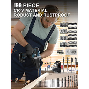 Drill Bit Set Screwdriver Bit Set, 201 Pcs Impact Driver Bits Kit with Carry Case, Combo Kit for Wood Metal Cement Drilling and Screwdriving, Tools for Gift and Home Maintenance