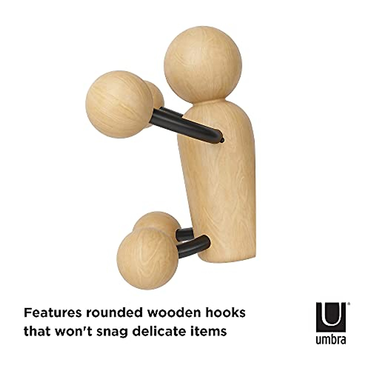 Umbra Woody Wall Hook,Black/Natural