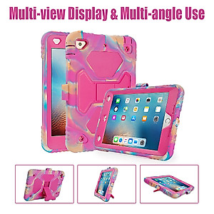 ACEGUARDER Shockproof Kid case for iPad Mini Case, iPad Mini 2, iPad Mini 3, iPad 7.9 inch Case, Shockproof Protective, with Pencil Holder & Multi-Angle Adjustable Bracket (2021 New, Rose Pink)