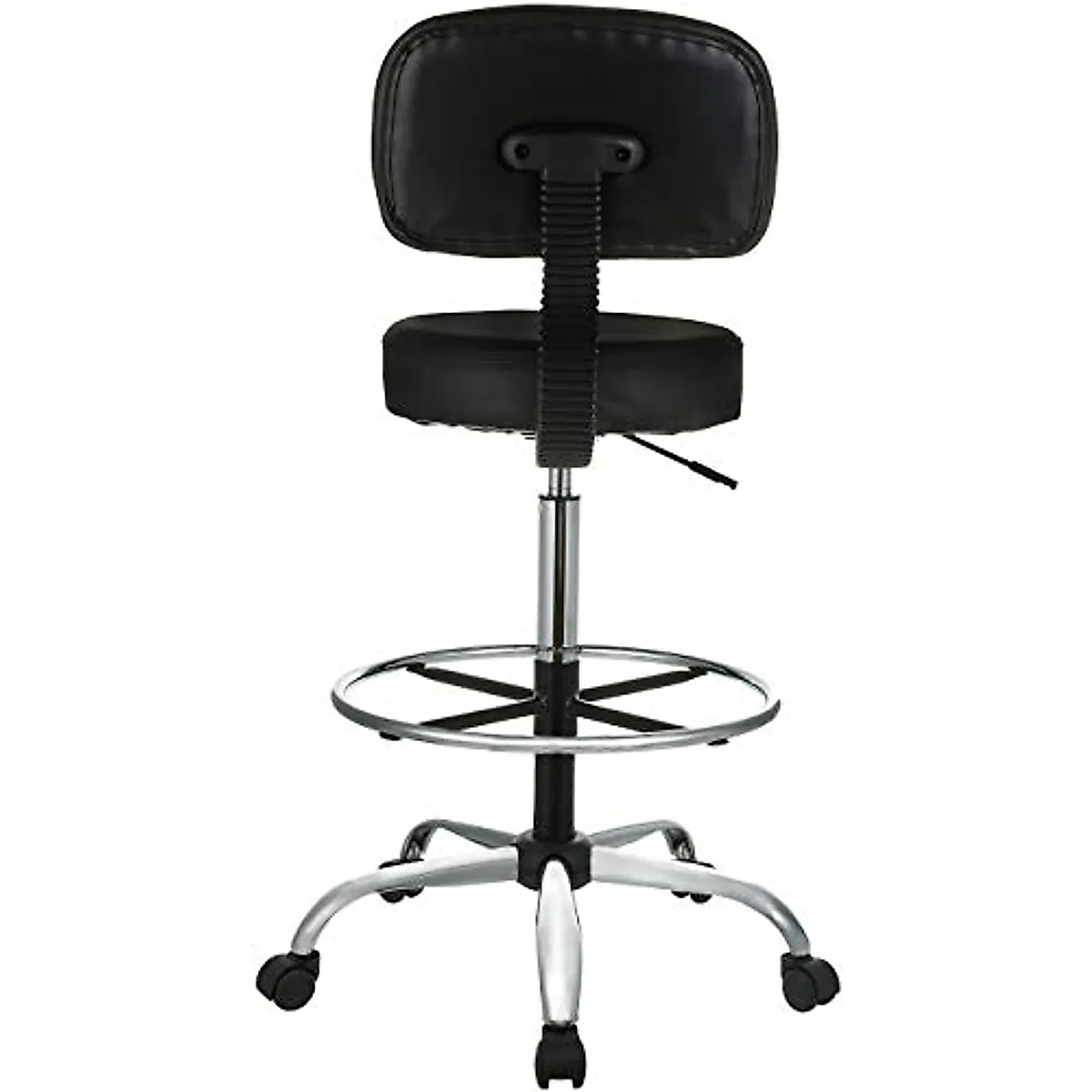 Amazon Basics Multi-Purpose Adjustable Drafting Spa Bar Stool with Foot Rest and Wheels - Black