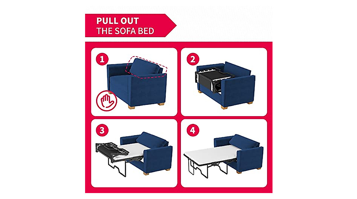MUZZ Twin Size Pull Out Sofa Bed - Comfort & Style