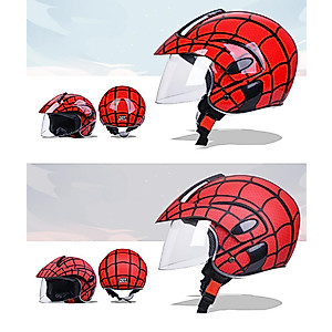 Kids Cool Helmet 4-12 Years Old Boys Girls Motorcycle Half Helmet Retro Go-Kart Jet-Helmet Scooter Cruiser Moped for Youth Personality Children's Helmet Applicable to Summer DOT Approved-A||46-56CM