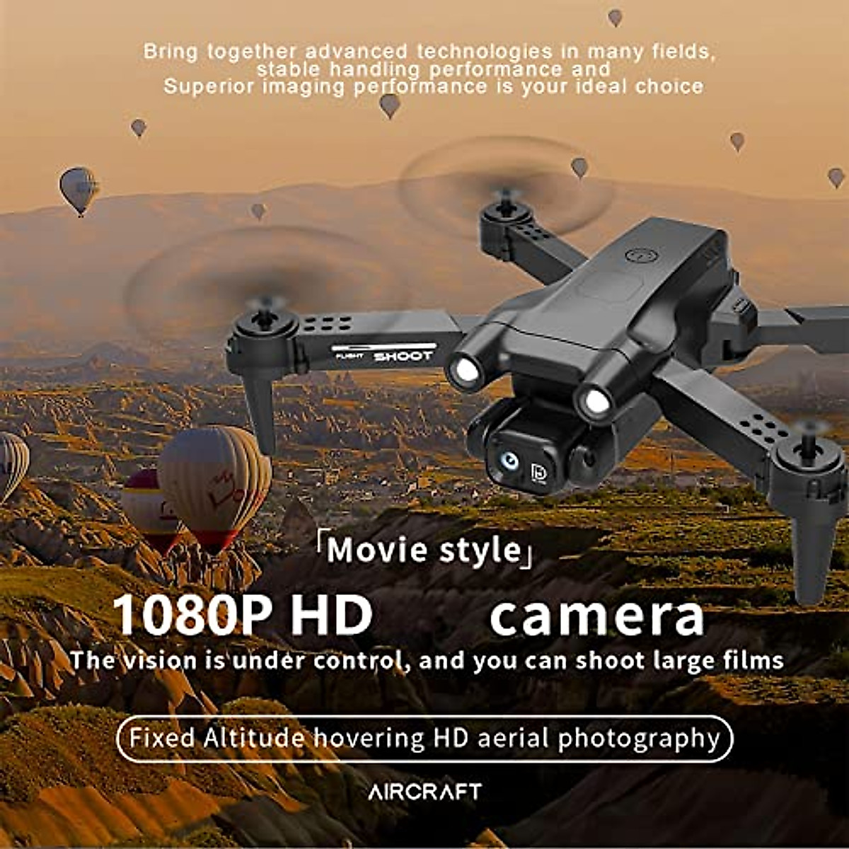Drone with Camera for Adults, Dual 1080P HD FPV Camera RC Quadcopter Toys Gifts for Boys Girls, with 1 Batteries, Altitude Hold Headless Mode, One Key Start, 3 Speed Adjustment (Single 1080P Black)