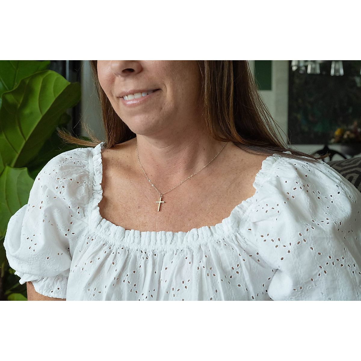 EFYTAL Sterling Silver Cross Necklace for Women, Confirmation Gifts, First Communion Baptism Gifts, Sterling Silver Dainty Necklaces, Religious Gift for Catholic Birthday