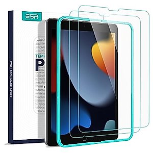 ESR for iPad 9th Generation Screen Protector, Tempered Glass Film with Easy Installation Frame for iPad 9/8/7 Gen (2021&2020&2019, 10.2 Inch), Scratch-Resistant, HD Clear, 2 Pack