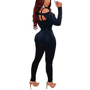 Uni Clau Women's Sexy See Through Jumpsuit Sheer Mesh Hollow Out Criss Cross Bodycon Jumpsuits One Piece Club Rompers Black XL