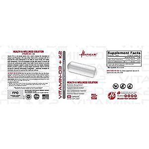 Metabolic Nutrition Vitamin D3 + K2, Bone and Heart Health Formula, Immune Support, 90 Veggie Caps Max Dose