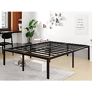 FSCHOS Bed-Frame-Full, 16 Inch Metal Platform Full-Size-Bed-Frame No Box Spring Needed, Heavy Duty Full Size Bed Frame Easy Assembly, Noise Free, Black