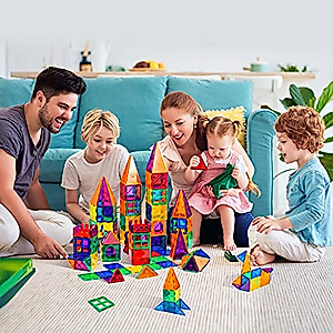 PLUMIA Magnets for Kids Learning Toys Magnetic Building Blocks Educational Toddler Toys Magnetic Tiles STEM Toys Gift for 3 4 5 Year Olds Boys and Girls