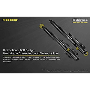 Nitecore NTP31 Bolt Action Tactical Pen with Tungsten Steel Glass Breaker and LumenTac Organizer