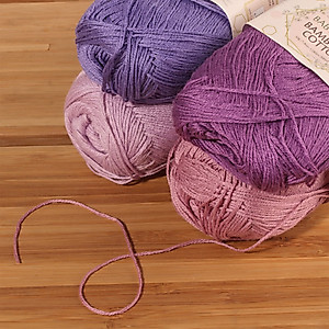 JubileeYarn Baby Soft Bamboo Cotton Yarn - 50g/Skein - Shades of Purple - 4 Skeins