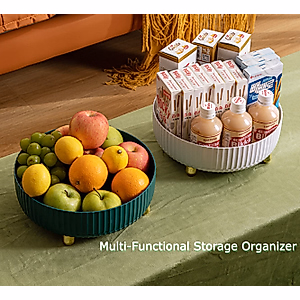 Hibekol 360° Makeup Organizer - 8.66" Diameter Spinning Skincare Perfumes Organizer - Cosmetics Organizer for Vanity Countertop and Bathroom Dresser - Lazy Susan Storage Box (White)