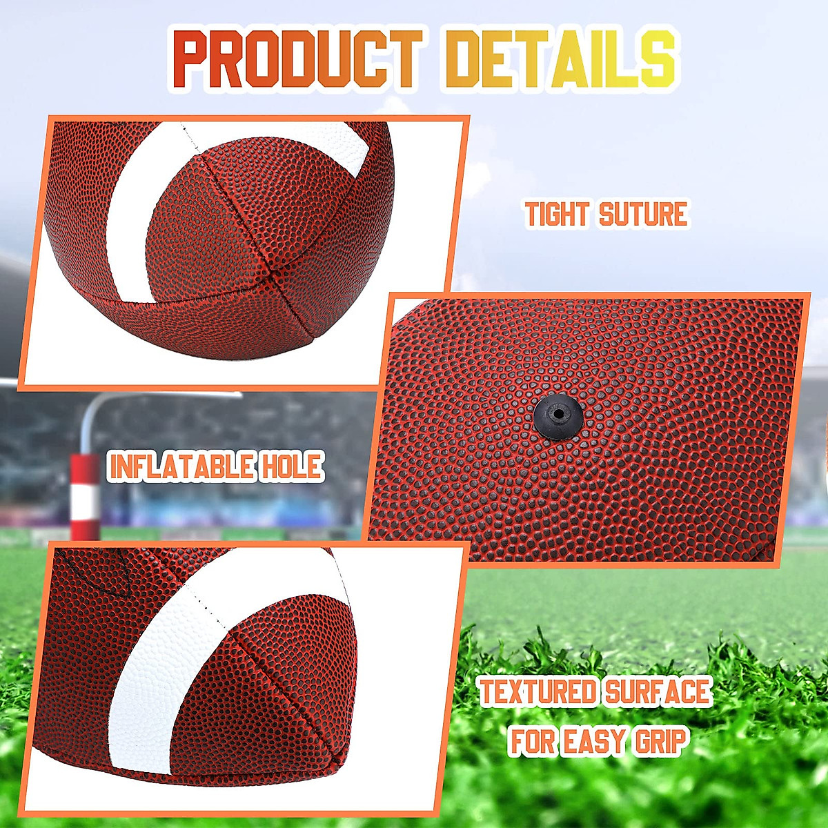Jerify Composite Leather Footballs Official Size Composite Leather Balls Leather Inflatable Footballs with Pump Indoor Outdoor Footballs Bulk for Training and Recreational Play(6 Pcs)