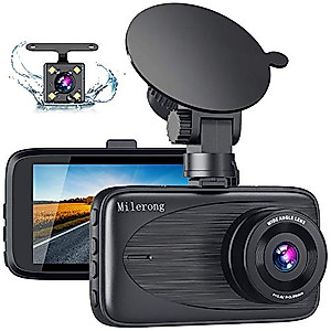 Dash Cam Front and Rear, Milerong 1080P FHD Dash Camera for Cars, 3" IPS Display Full HD170° Wide Angle Car Camera with Night Vision, G-Sensor, Loop Recording, Parking Monitor, Motion Detection, WDR