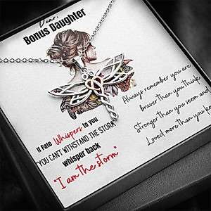 WISHICIOUS - Bonus Daughter Gifts - Bonus Daughter Necklace - Unbiological Daughter Gifts - Step Daughter Presents (Standard Box, Whisper Dragonfly)