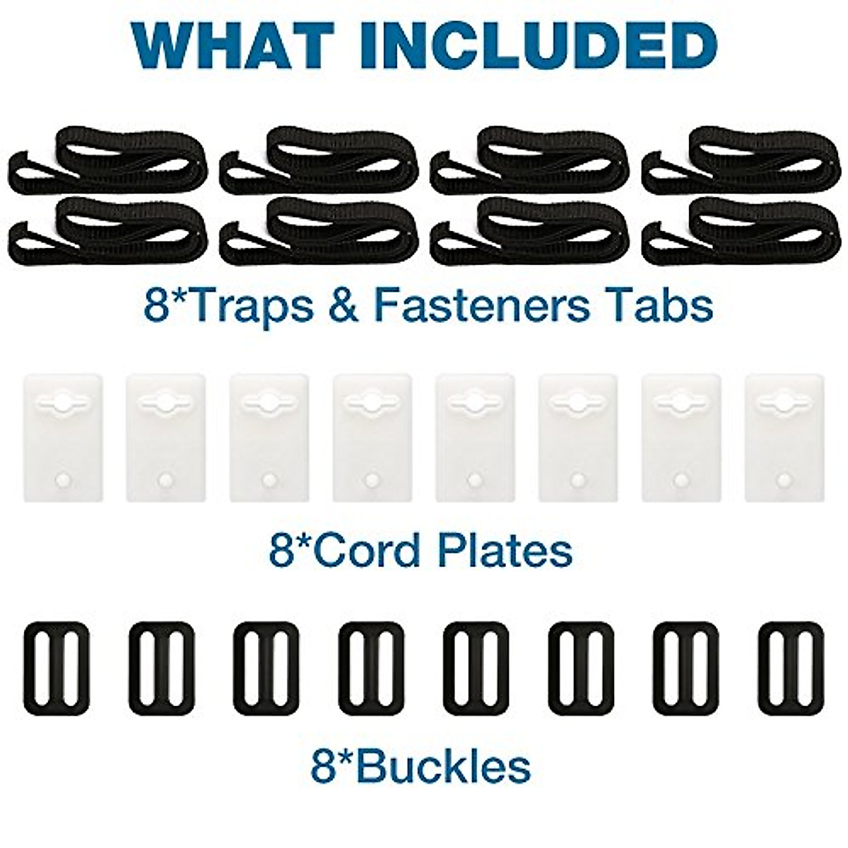 HENMI Pool Solar Cover Reel Attachment Kit,Solar Cover Reel Straps Solar Blanket Straps Kit for Universal In Ground Swimming Pool Including 8 Adhesive Nylon Straps and Tabs, 8 Cord Plates,8 Buckles