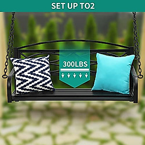 YITAHOME Heavy Duty Metal Hanging Porch Swing Chair Outdoor Swing Steel Patio Bench Lounge Capacity 660lb for Garden, Balcony, Living Room, Black Sword