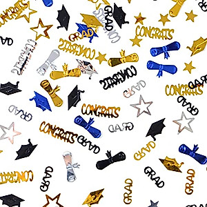 Graduation Party-Decorations Navy-Blue Gold-Silver Confetti - Congrats,Grad,Star,Graduation Cap,Diploma Table Decor Confetti Graduation 2023 Lasting Surprise