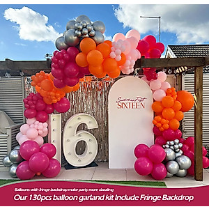 FOTIOMRG 130pcs Orange Balloon Garland Arch Kit, 18 12 10 5 inch Orange Latex Balloons Different Sizes Pack for Birthday Wedding Fall Baby Shower Thanksgiving Christmas Halloween Party Decorations