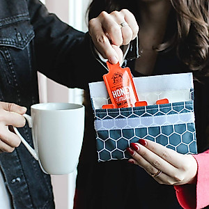 LunchSkins Reusable Snack Food Bag, Charcoal Honeycomb (LS2-HONEYCOMB-CHA)