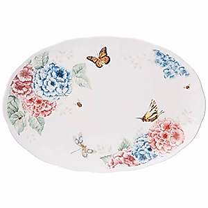 Lenox Butterfly Meadow Hydrangea Large Oval Platter, White -