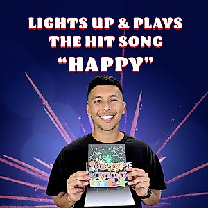 100 Greetings LIGHTS & MUSIC 'Fireworks' Birthday Pop Up Card - Plays Hit Song 'Happy' - Happy Birthday Card for Wife or Husband, Him or Her, Women & Men – Pop Up Birthday Greeting Cards - 1 Card Only