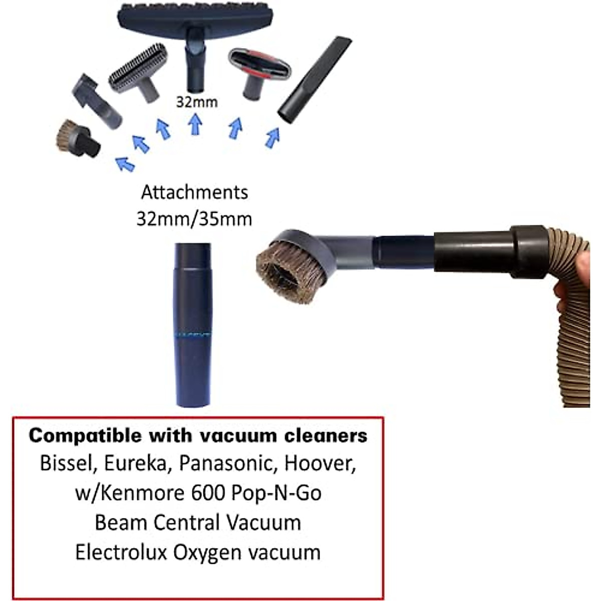 Vacuum Hose Adapter Kit - Vacuum Attachment Adapter Kit Compatible with Miele, Bissell, Kenmore, Shark Rocket and Shark NV500 Series