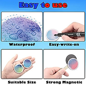 48 Pcs Watercolor Mini Accents Numbers Magnetic Accents Dry Erase Blank Magnets Colorful Fridge Magnets for Whiteboard Chalkboard School Office Home Supplies (Round)