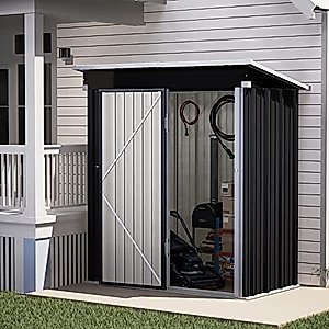 UDPATIO Outdoor Storage Shed 5x3 FT, Metal Garden Shed for Bike, Garbage Can, Tool, Lawnmower, Outside Sheds & Outdoor Storage Galvanized Steel with Lockable Door for Backyard, Patio, Lawn, Dark Grey