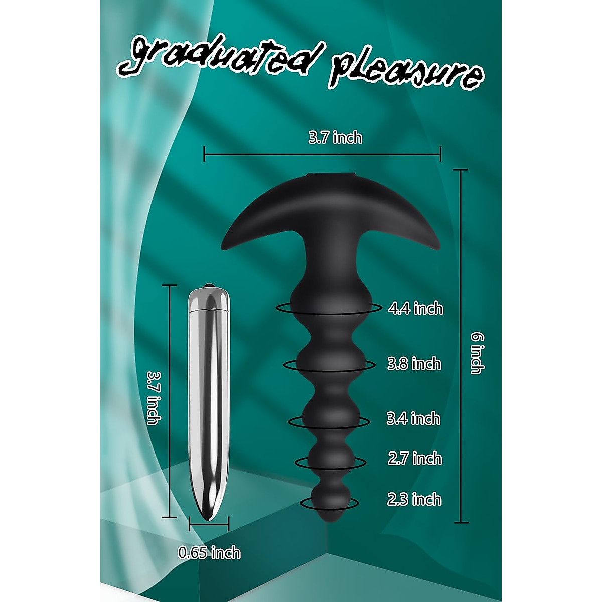 Vibrating Anal Beads Butt Plug - YOSPOSS Flexible Silicone 16 Vibration Modes Graduated Design Anal Sex Toy Waterproof Bullet Vibrator for Men, Women and Couples