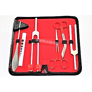 6 Pcs Reflex Percussion Taylor Hammer Penlight Tuning Fork C 256 C 512 Bandage Scissors 5.5 Inches Hemostat Forceps 5.5 Inches Cynamed