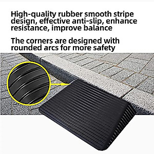 4" Rubber Threshold Ramp, Doorways Heavy Duty Wheelchair Ramps, Rated 2200 Lbs Load Capacity, Non-Slip Surface Rubber Solid Threshold Ramp for Wheelchair, Scooter, Mobility Scooters