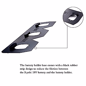 AcowSpt Battery Holder for Ryobi, Wrought Iron 18V Battery Storage for Ryobi, 18V Battery Holder Ryobi, Mount Wall Rack with 3 Slot for Ryobi 18V Batteries (Black)…