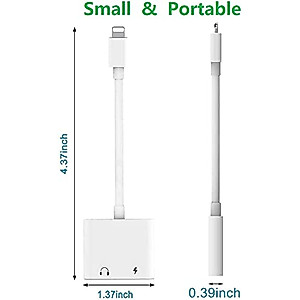 2Pack iPhone Headphone Adapter, 2 in 1 [Apple MFi Certified] Lightning to 3.5mm AUX Audio + Charger Splitter Dongle Headphone Adapter for iPhone 14 13 12 11 XS XR X 8 7 iPad Support All iOS
