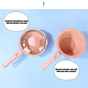 Alvinlite Non-Stick Sauce Pan, Mini Pink Frying Pot Baby Milk Pan Multifunction Cookware Set with Transparent Lid for Kitchen